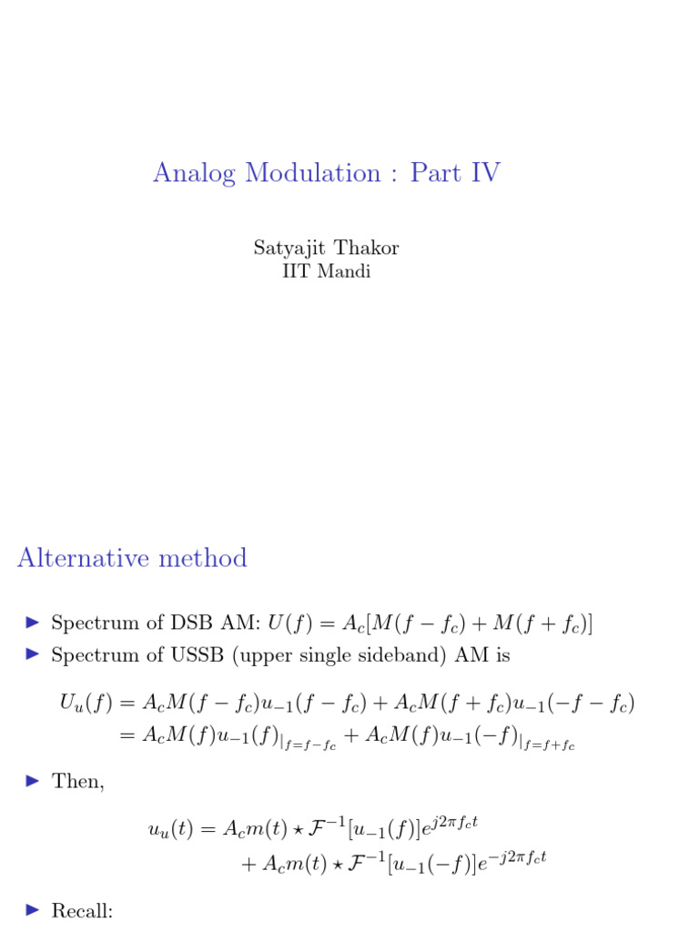 Lecture8-AnalogModulationPart-IV 2 | PDF | Radio Wave | Information And ...