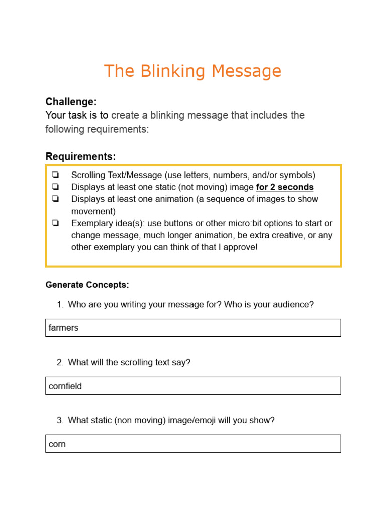ryan 1.5 The Blinking Message Doc (simple) KJHS | PDF