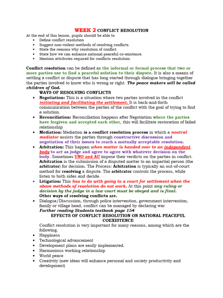 Non-Violent Conflict Resolution Methods | PDF | Conflict Resolution ...