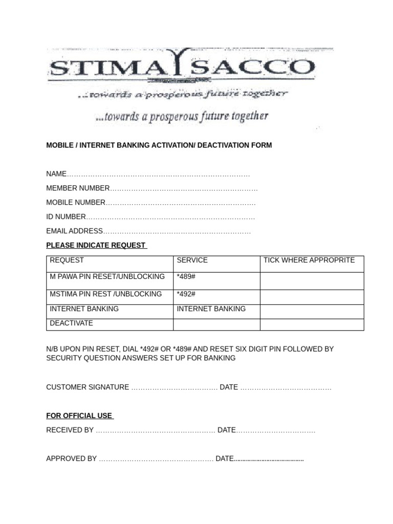 Mtawi USSD PIN Reset Form | PDF