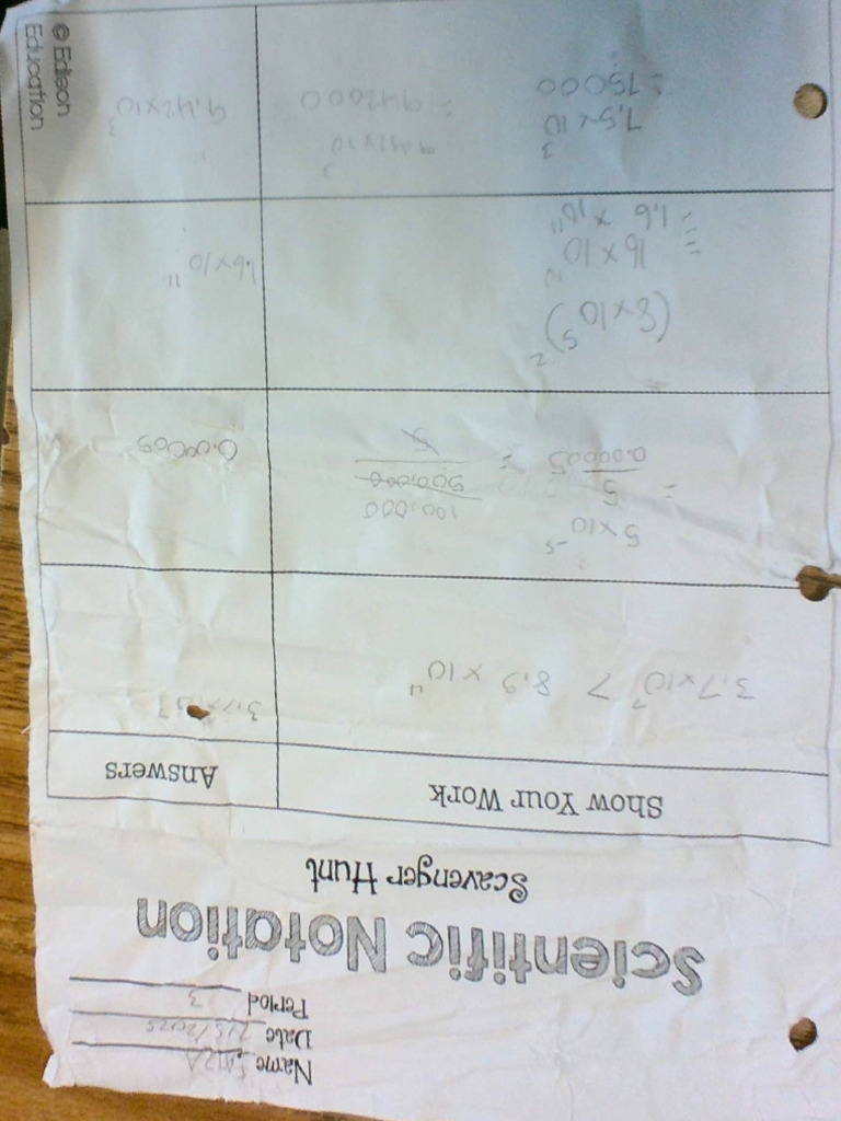 Scientific Notation Scavenger Hunt | PDF