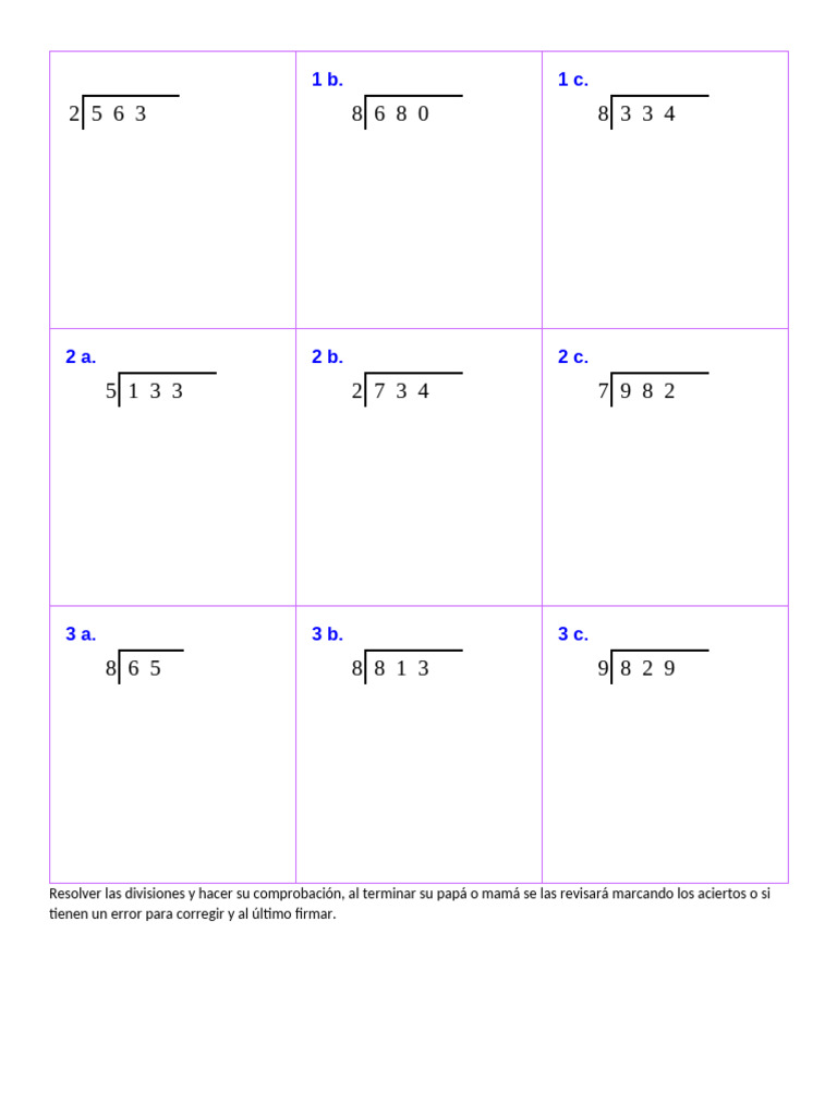 Ejercicios de Divisiones para Niños | PDF