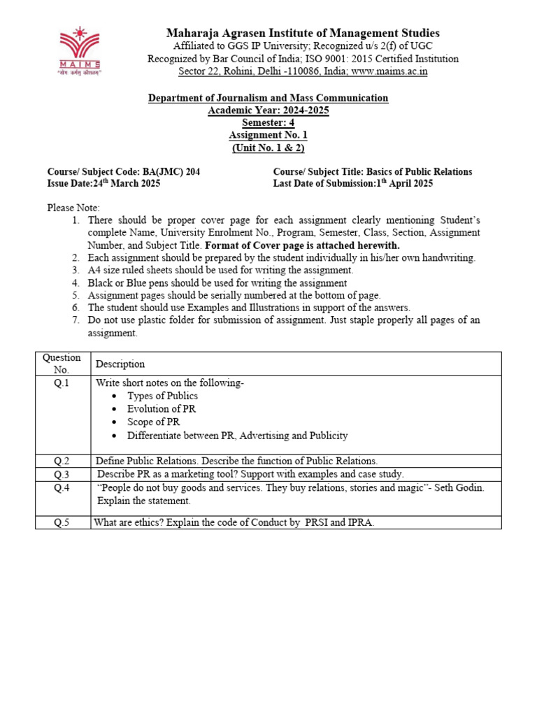 Unit 1 PR Assignment | PDF