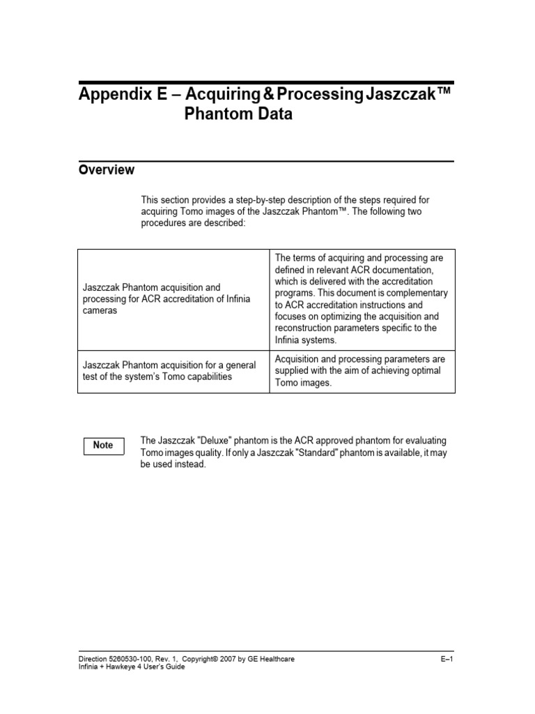Appendix E-Jaszczak Phantom Data | PDF | Rotation