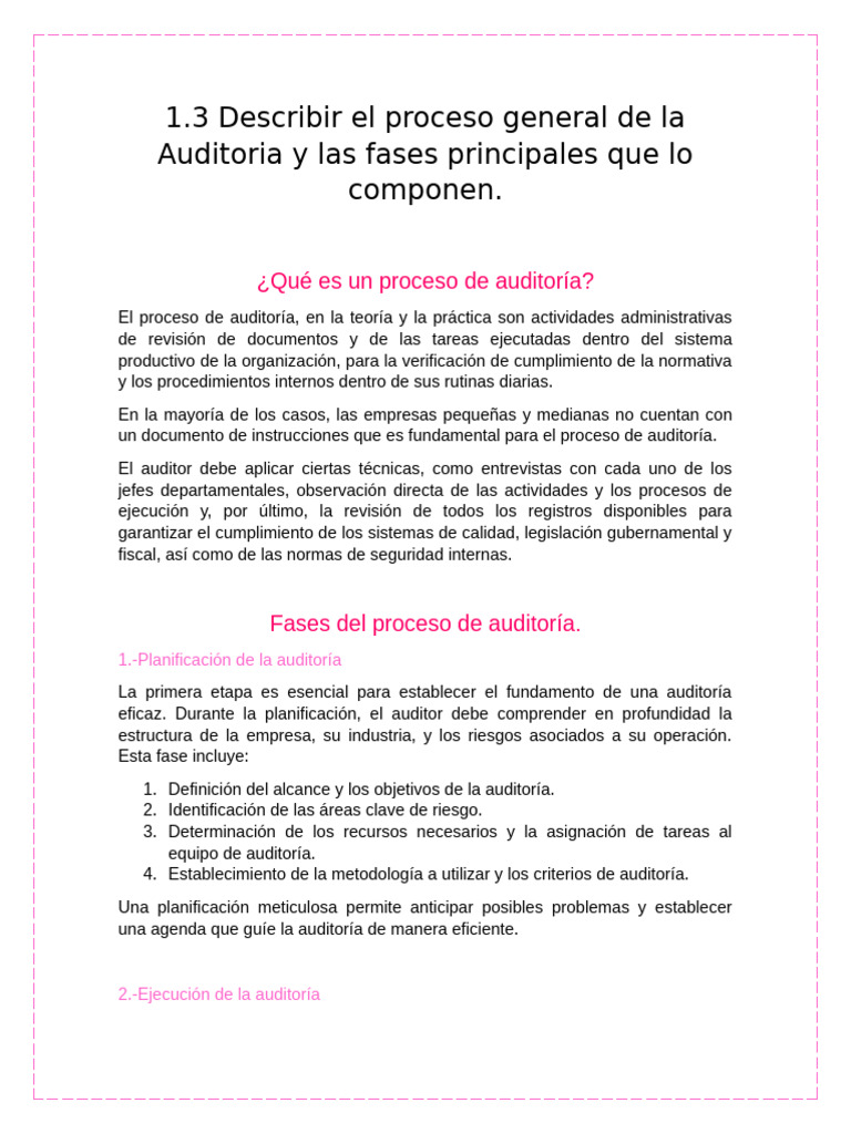 El proceso de Auditoria | PDF | Auditoría | Planificación