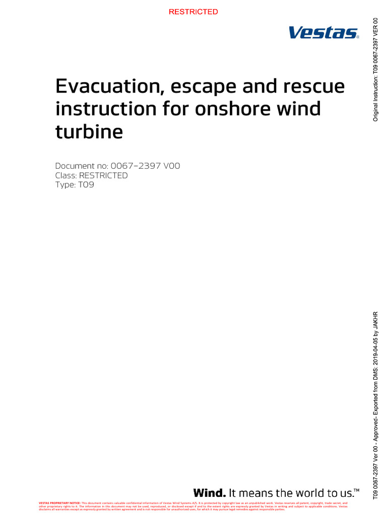 Evacuation, Escape and Rescue Instruction For Onshore Wind Turbine ...