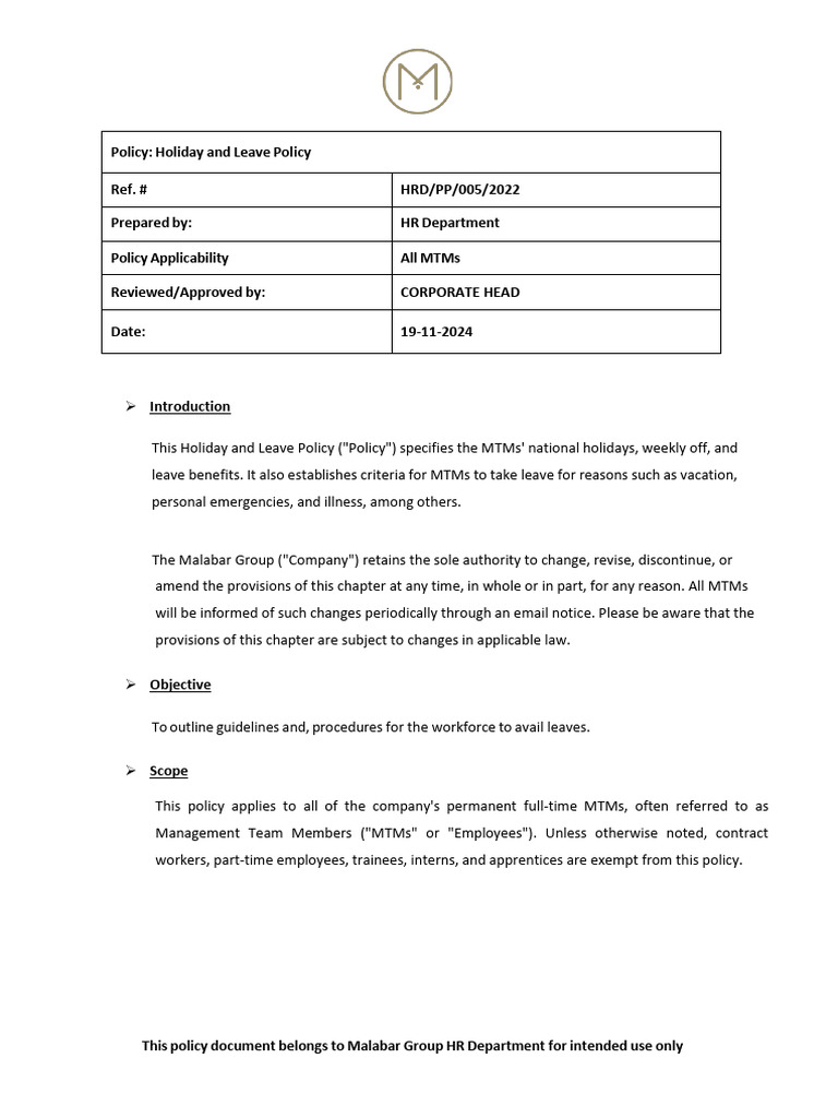 Holiday and Leave Policy | PDF | Parental Leave | Surrogacy