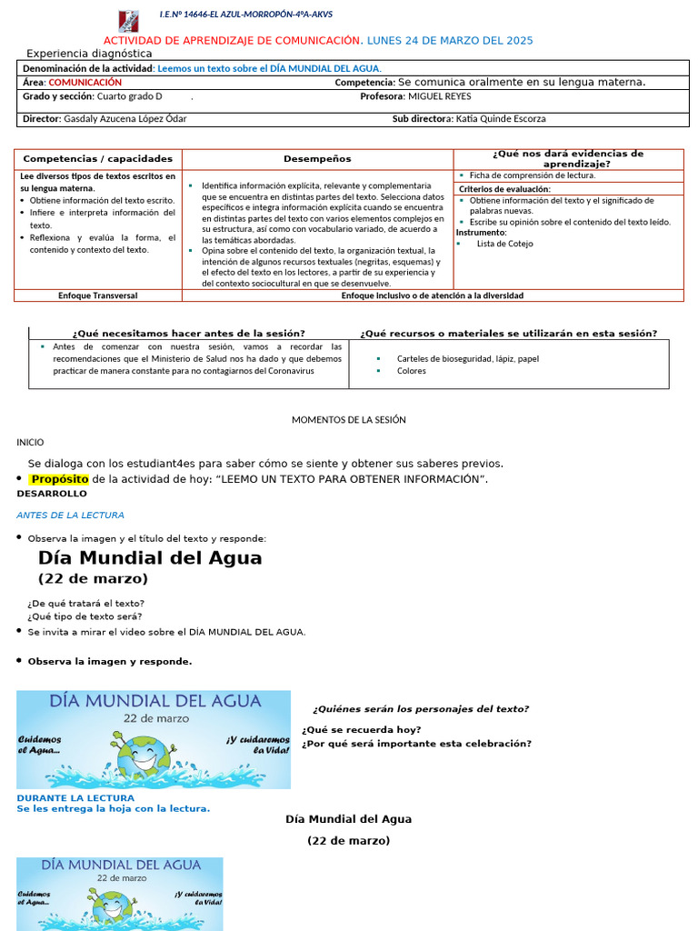 Viernes, 21 de Marzo Del 2025-Comunicaci - Día Del Agua | PDF | Agua | Sustentabilidad