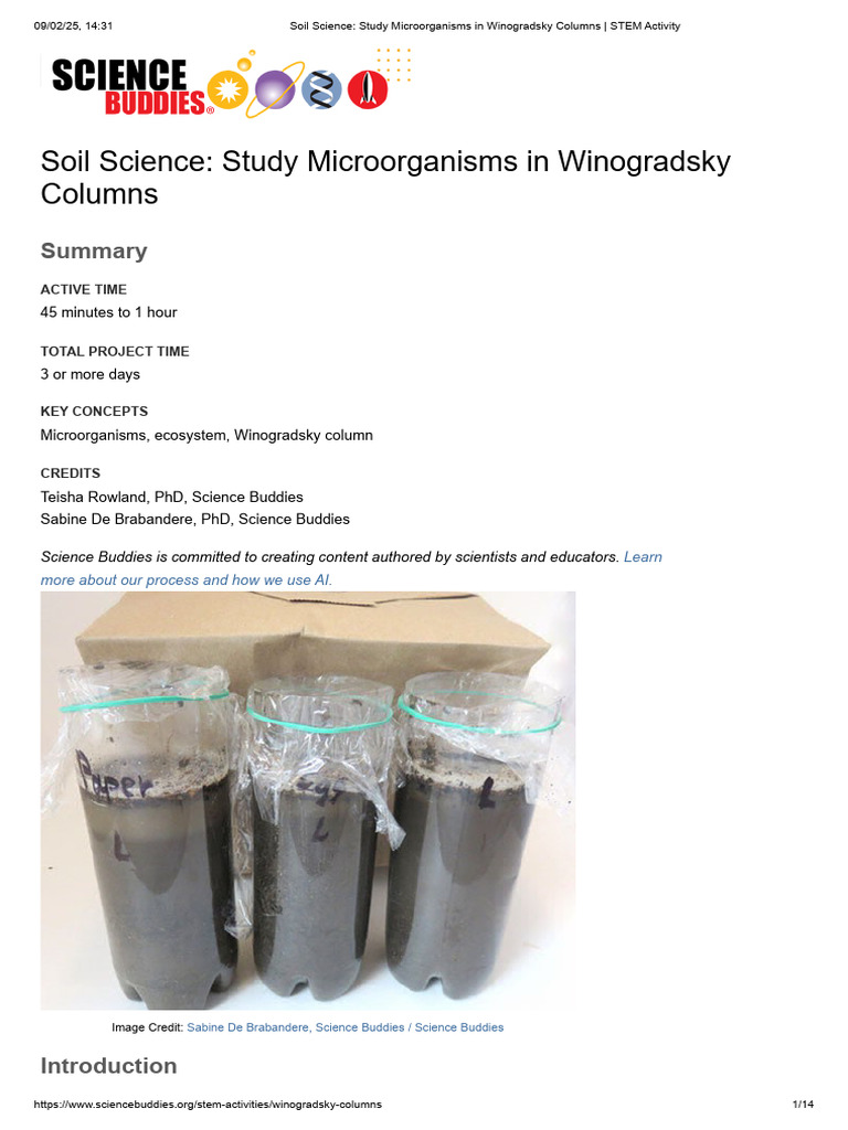 Soil Science - Study Microorganisms in Winogradsky Columns - STEM ...