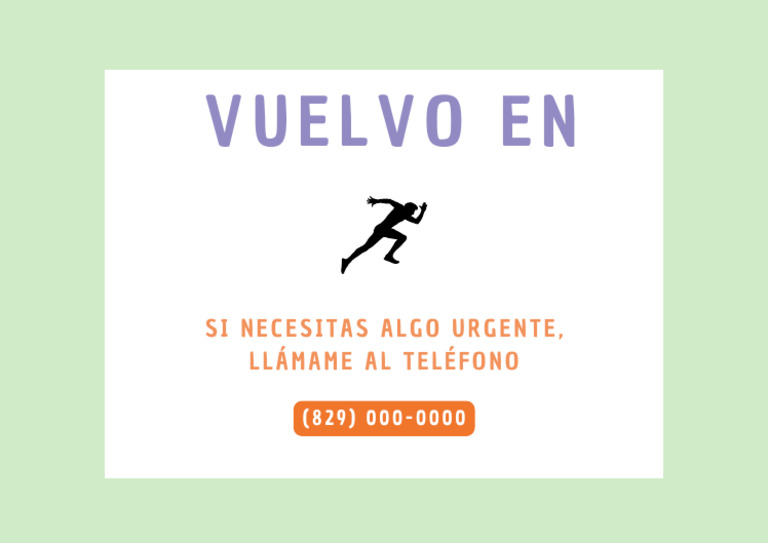 Póster Vuelvo en 5 Minutos Alegre Verde | PDF