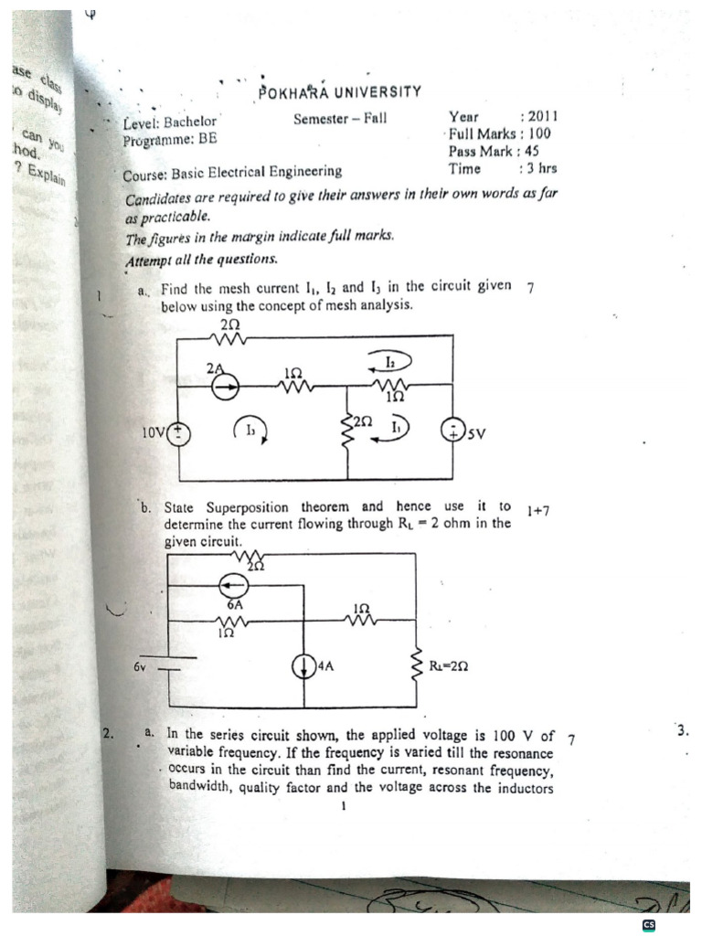 Electrical Past Question | PDF