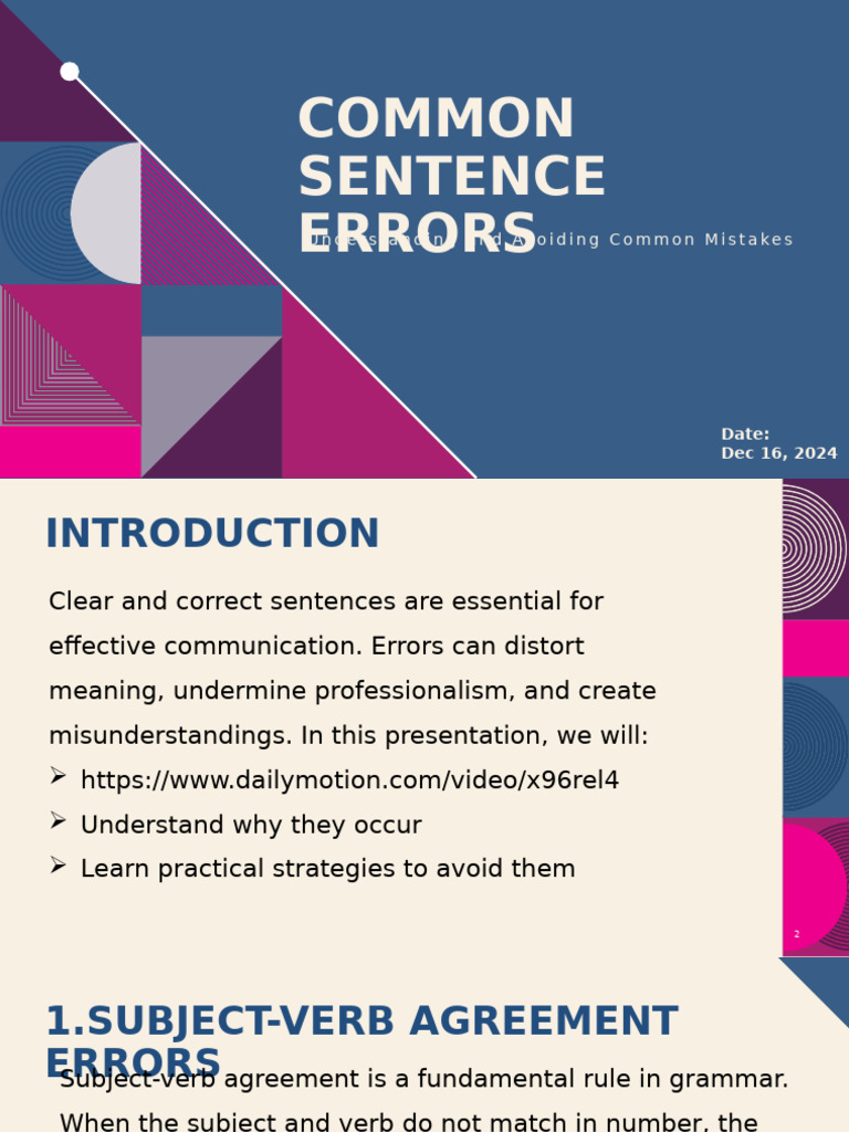 Common Sentence Errors | PDF | Subject (Grammar) | Human Communication