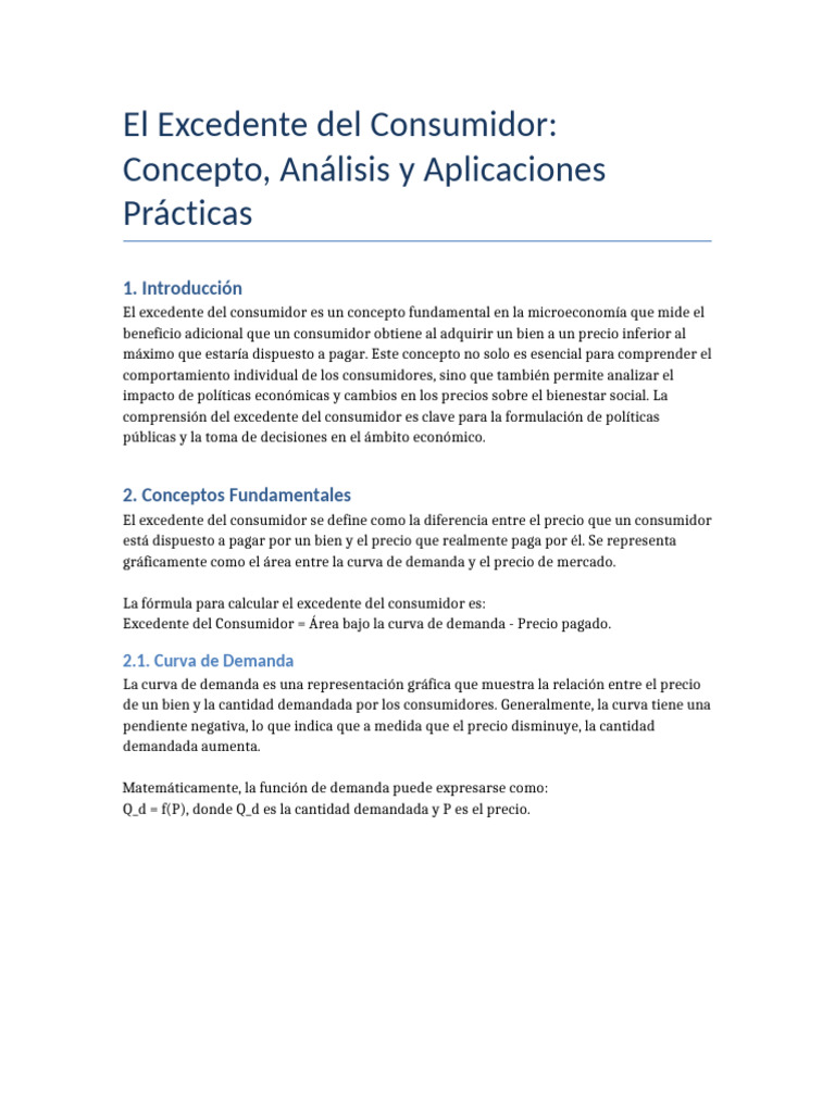 Excedente_Consumidor_Detallado | PDF | Excedente económico | Curva de ...