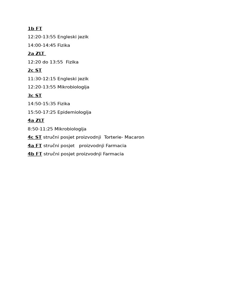 Raspored Rada U Srijedu 19.ozujka 2025 | PDF