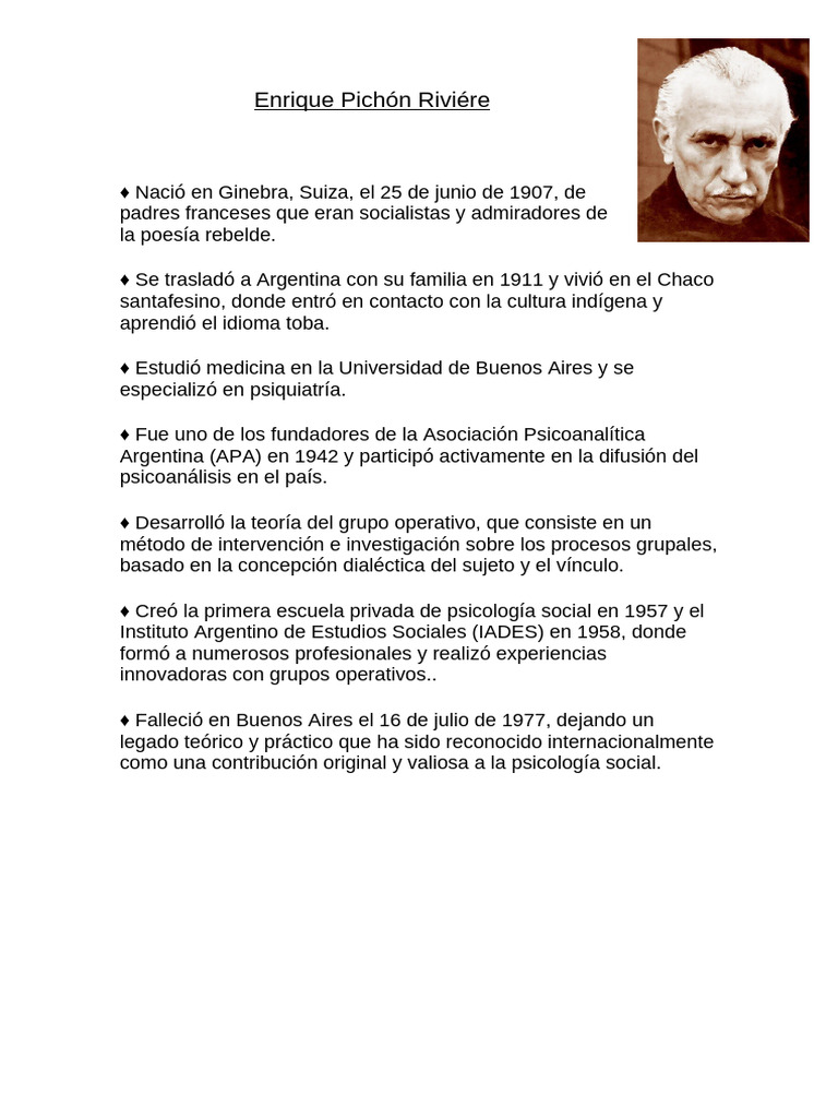 Enrique Pichón Riviére | PDF | Educación en artes liberales | Science