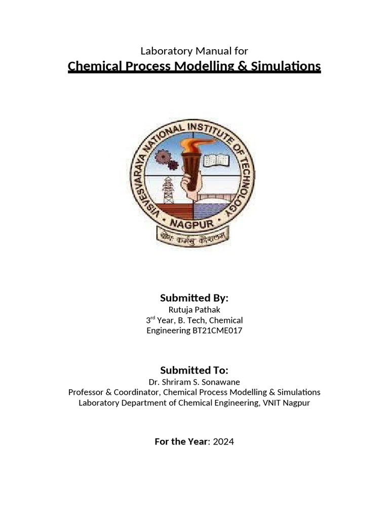 Chemical Process Modelling Manual | PDF