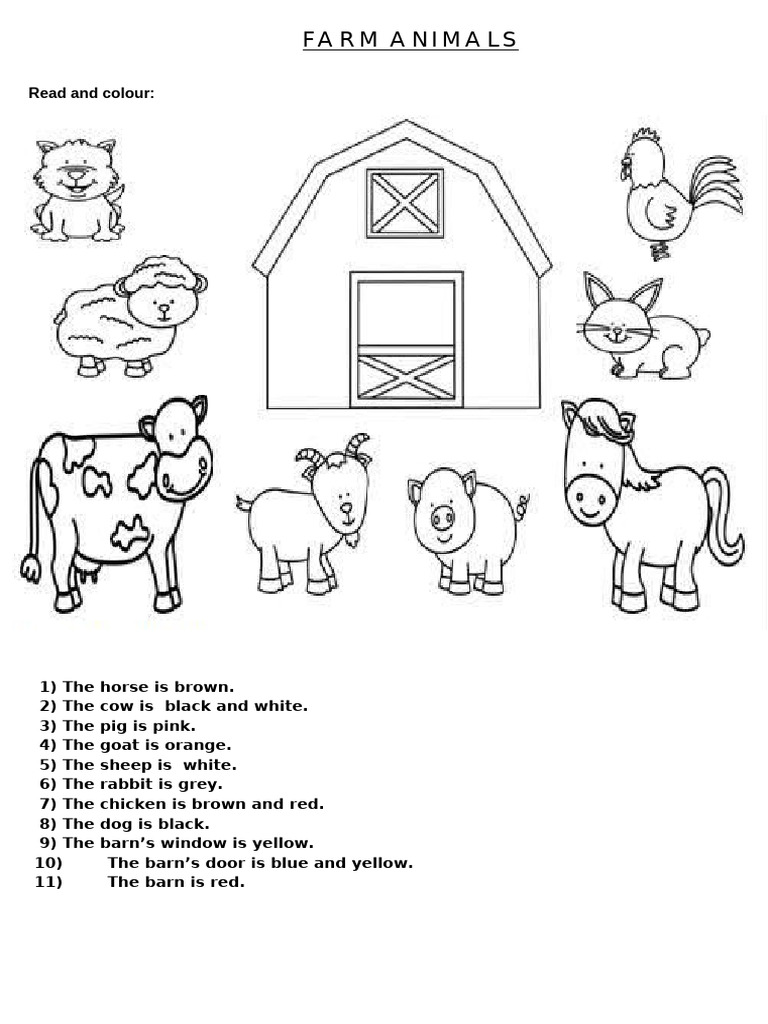 Farm Animals Coloring Guide | PDF