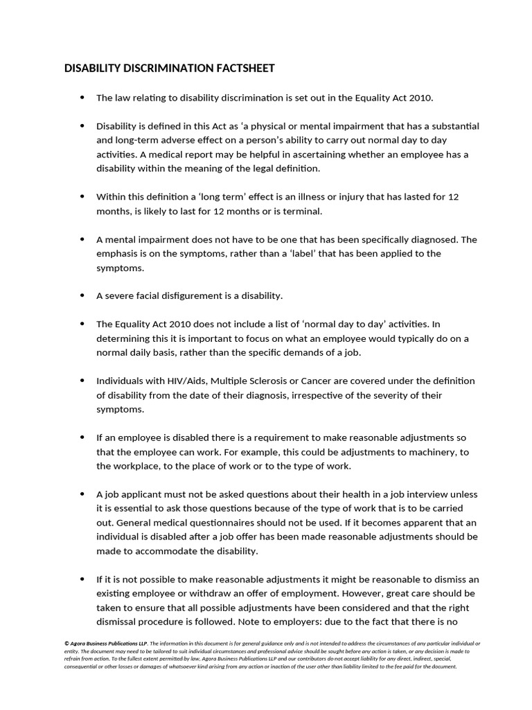Disability Discrimination Overview | PDF | Disability | Employment