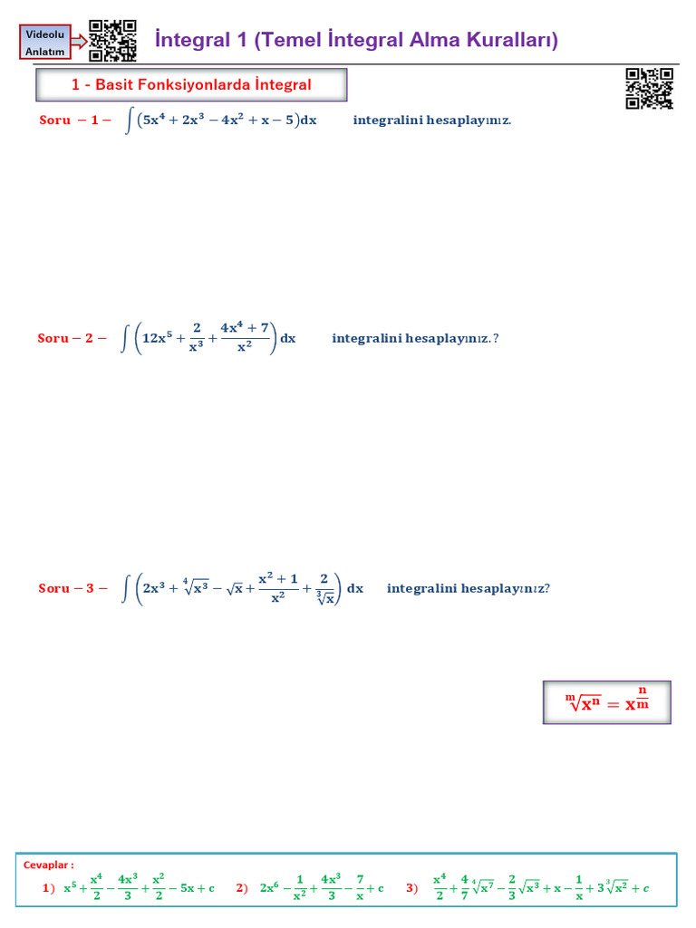 Integral Konu Anlatimi 1 | PDF