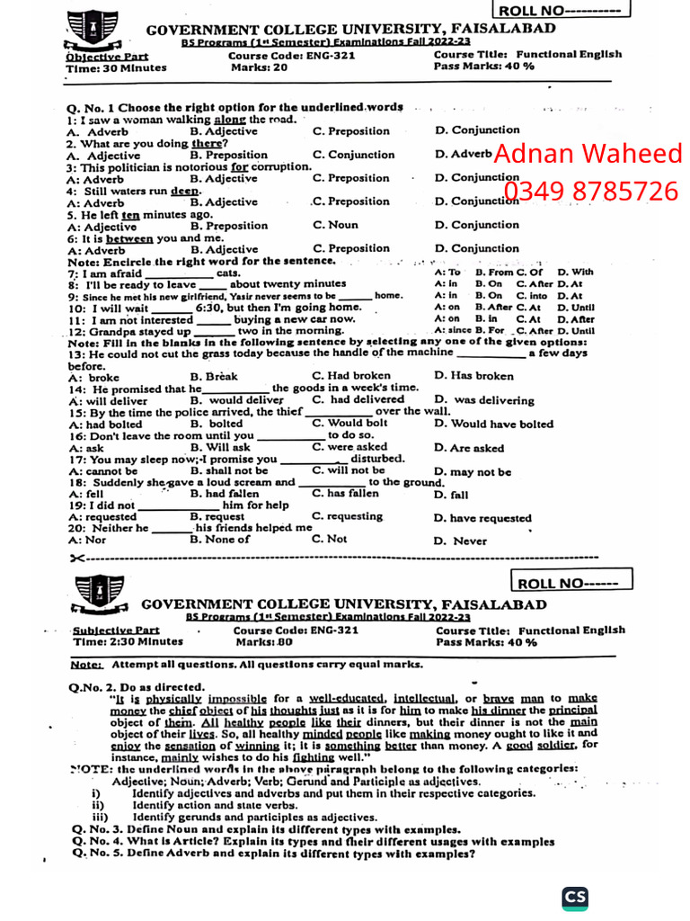 BBA First Semester Past Papers | PDF