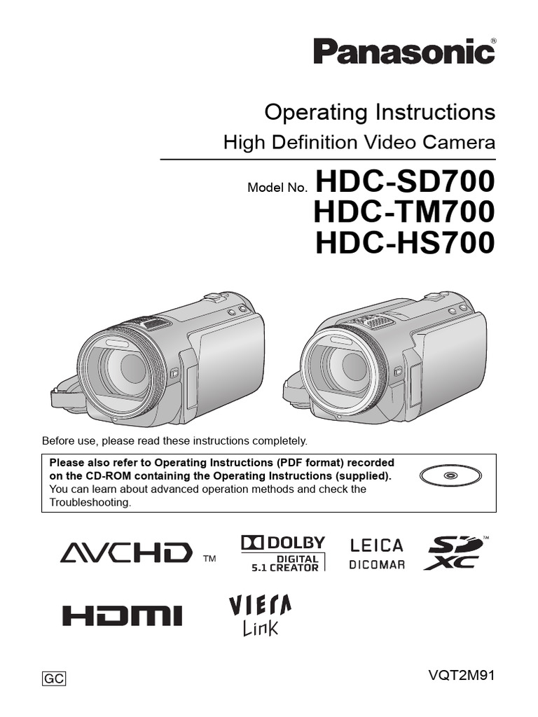 HDC-SD700 Video Camera Manual | PDF | Headphones | Electricity