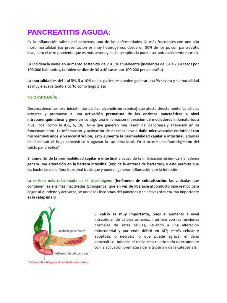 Pancreatitis Aguda | PDF | Inflamación | Páncreas