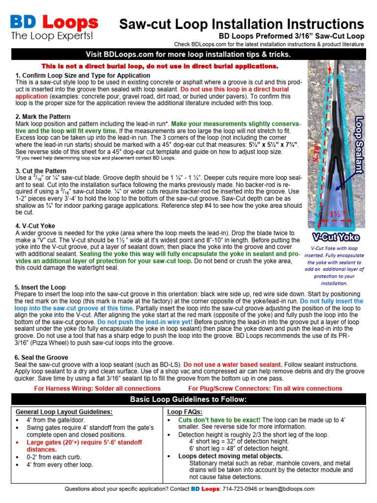 BD Loop Saw Cut Loop Installation Instructions | PDF | Electrical Connector | Pipe (Fluid ...
