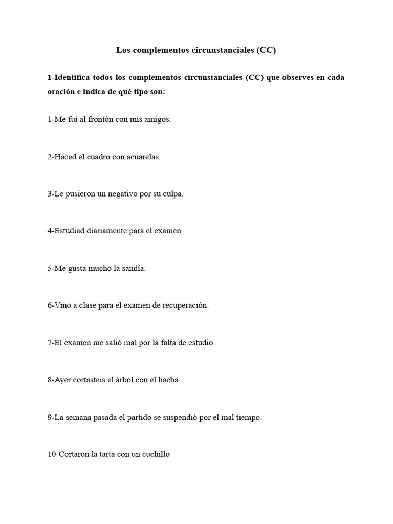 Los Complementos Circunstanciales (CC) | PDF