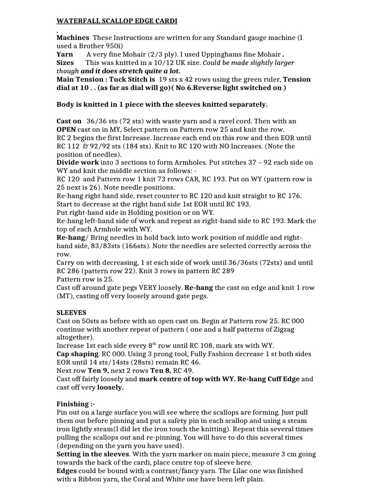 Waterfall Scallop Edge Cardi | PDF | Knitting | Textile Arts