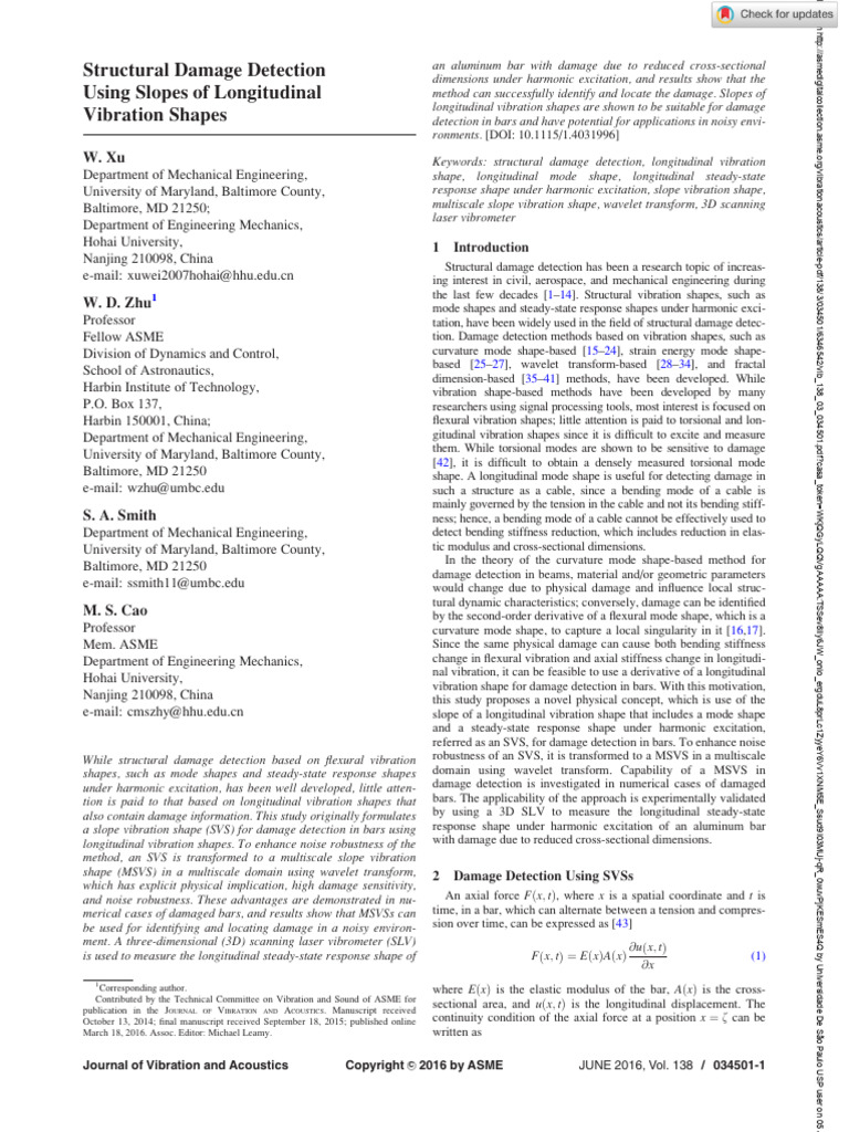 Structural Damage Detection Using Slopes | PDF | Damping | Bending