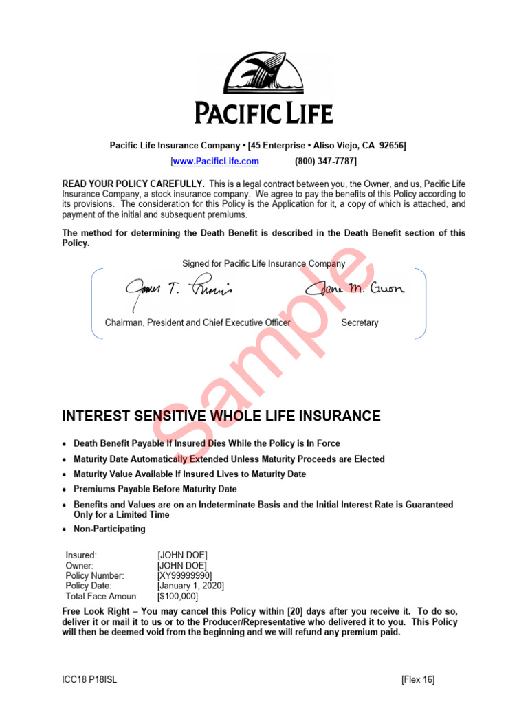 Pacific Life Insurance Policy Overview | PDF | Insurance | Life Insurance