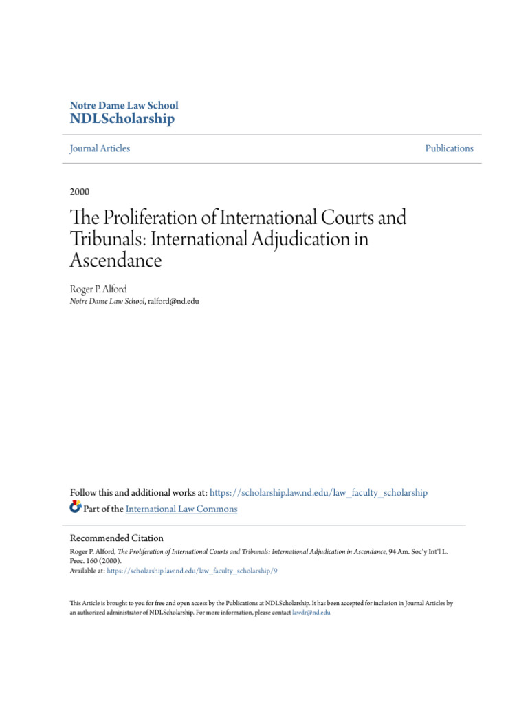 2 The Proliferation of International Courts and Tribunals - Internat | PDF | Burden Of Proof ...