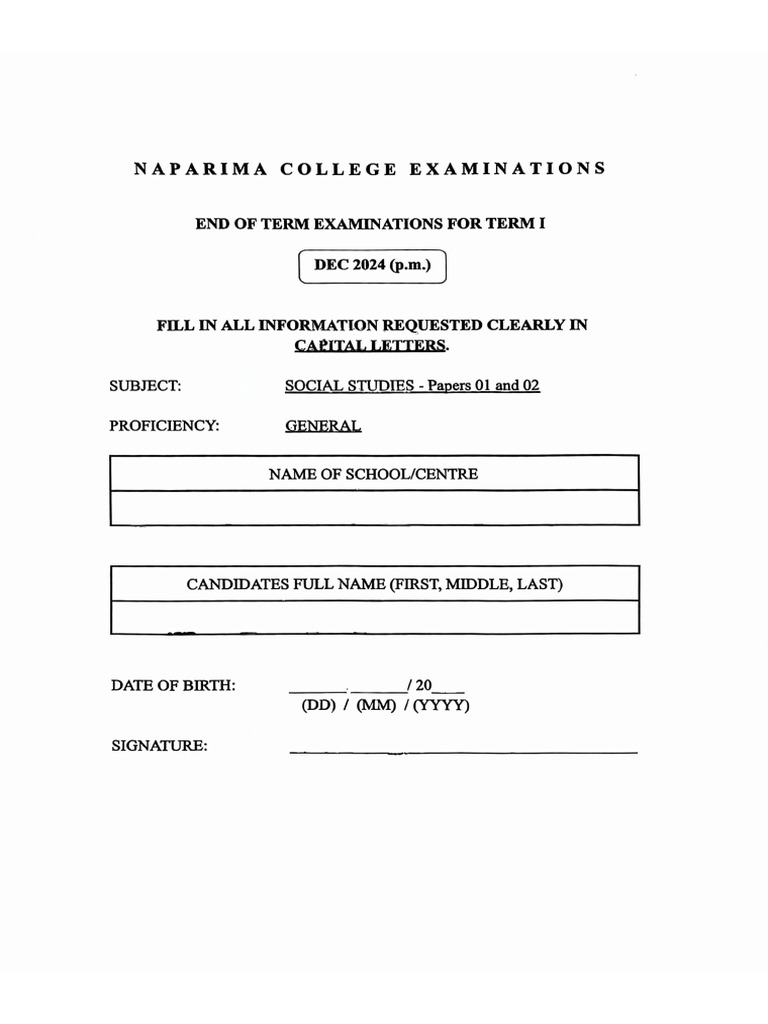 Social Studies F3 TIII EOT DRAFT ONLY ALL PGS. | PDF