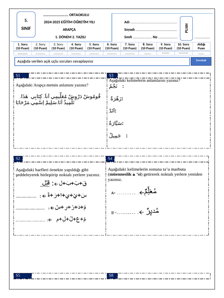 Sinav Arapca 2. Yazili | PDF