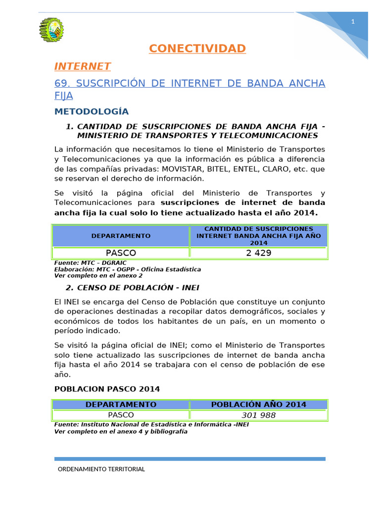 INFORME CONECTIVIDAD | PDF | Internet | Censo