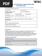 BTEC Learner Assessment Submission and Declaration | PDF