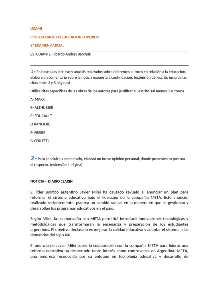 2º parcial - BARCHUK | PDF | Enseñando | Aprendizaje