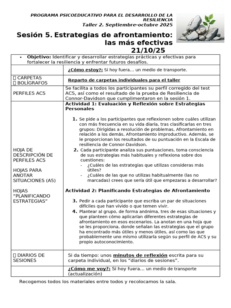 Sesión 5. Estrategias de Afrontamiento. Las Más Efectivas | PDF ...