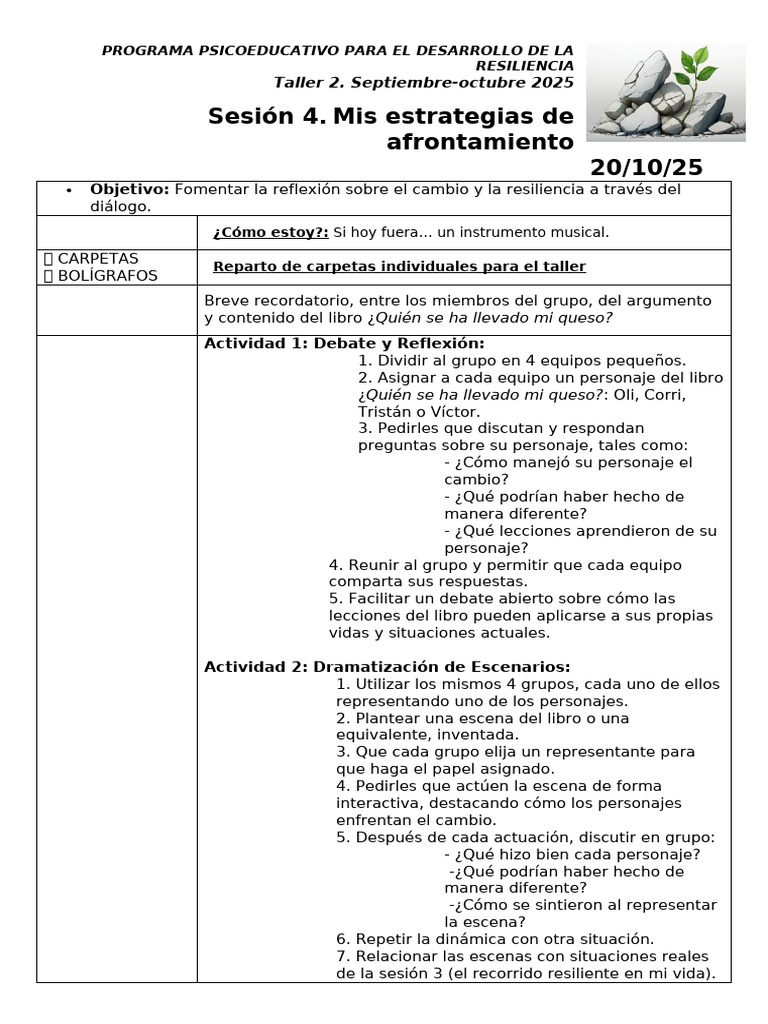 Sesión 4. Mis Estrategias de Afrontamiento | PDF