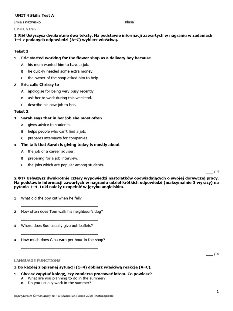 Unit 4 Skills Test A | PDF
