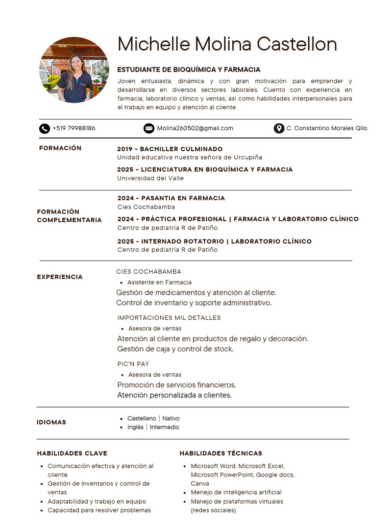 CV Michelle | PDF | Farmacia