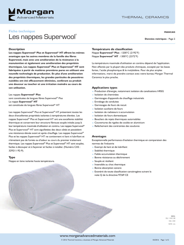 Superwool 1200° | PDF | Phénomène de transfert | Matériaux