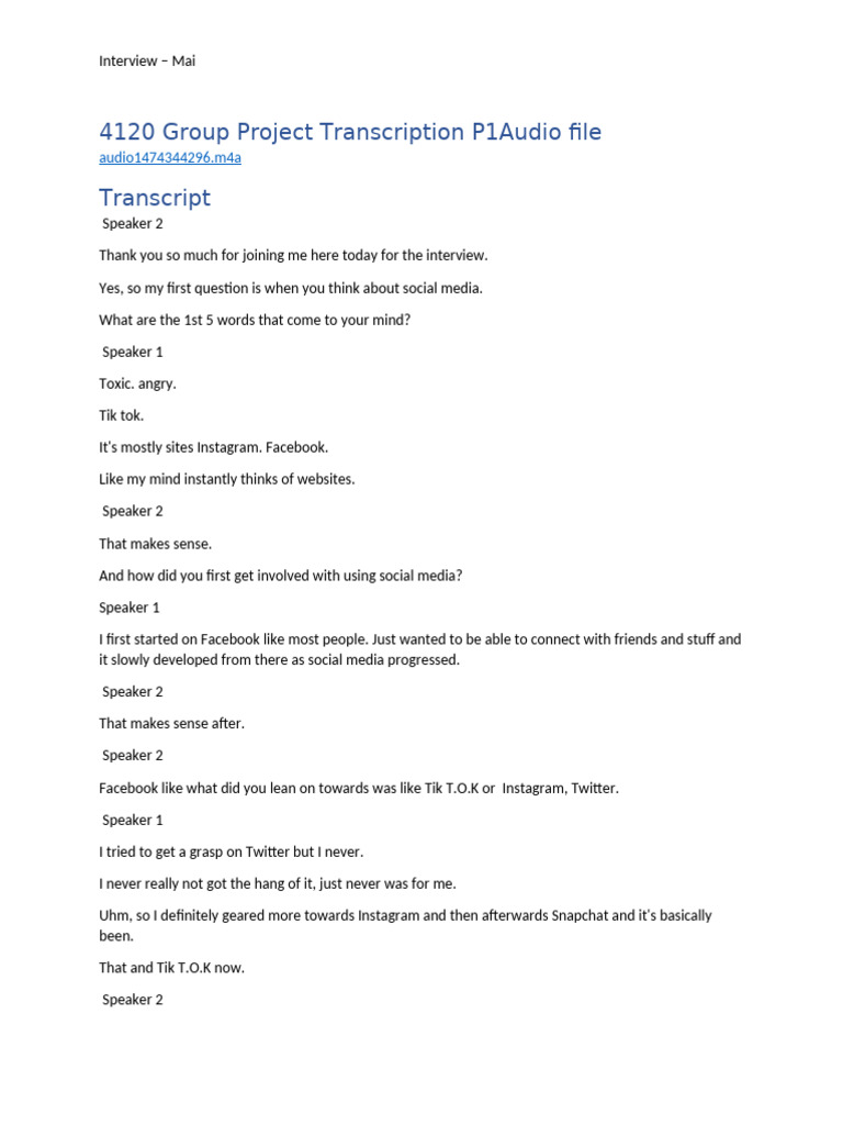 Transcription P1 - To Code | PDF