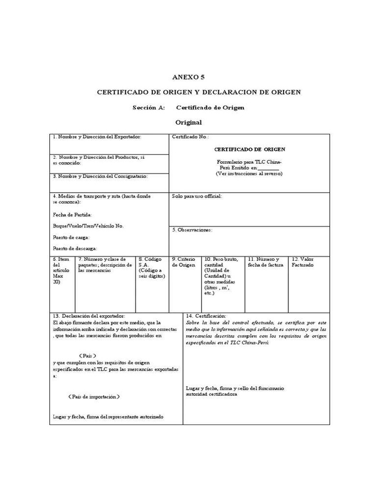 Certificado de Origen | PDF