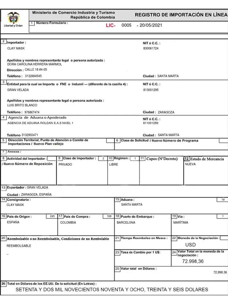 Registro de Importacion | PDF