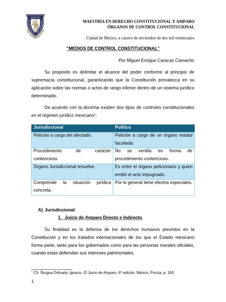 Medios de Control Constitucional | PDF | Demanda judicial | Constitución