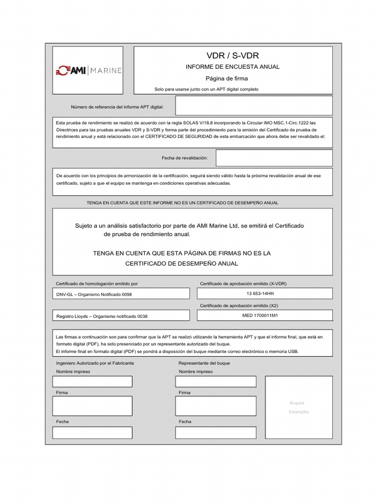 018 - X-Series VDR-SVDR Annual Survey Signature Page Iss01- Rev01 | PDF