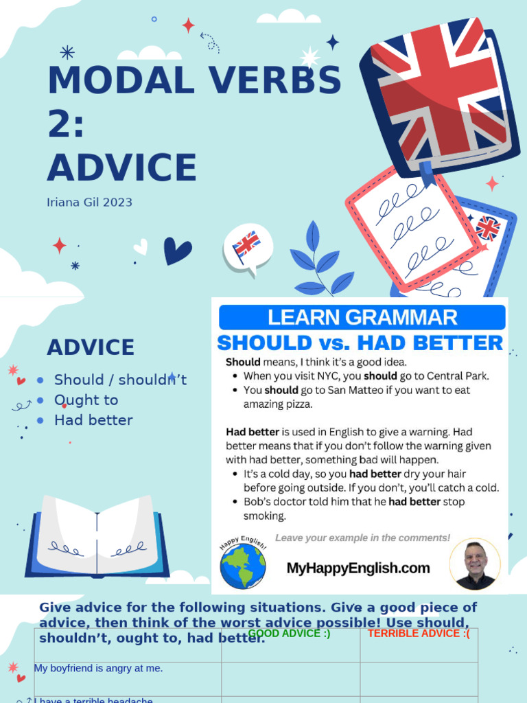 Modal Verbs 2. Advice, Perfect Modals and Rephrasing | PDF