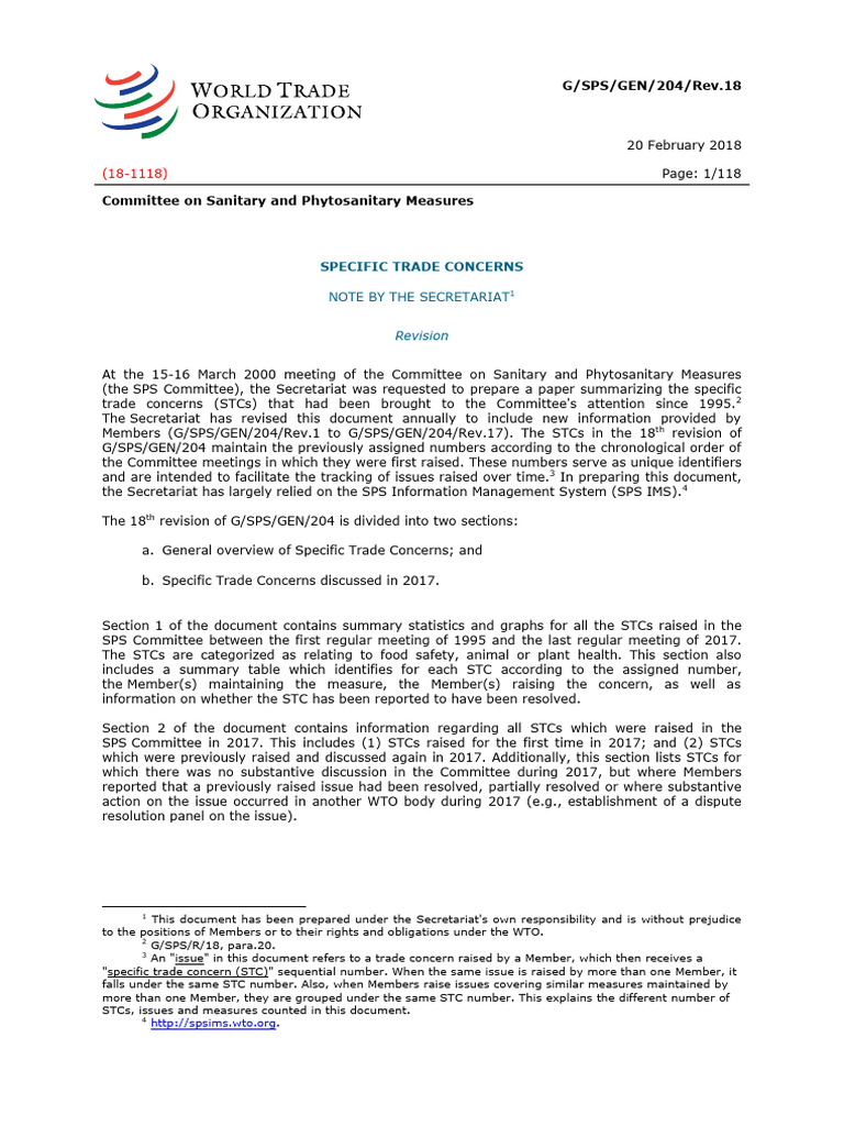 Overview of Specific Trade Concerns | PDF | Gulf Cooperation Council | Meat