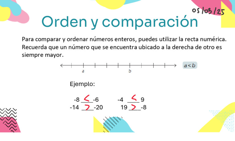 Comparación y orden de números enteros | PDF